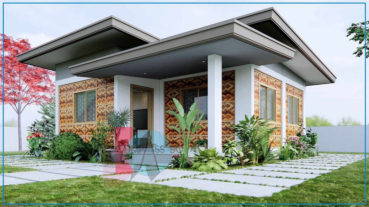 7.5 x 7.5 Meters Half Concrete Half Amakan House Design Idea - YouTube