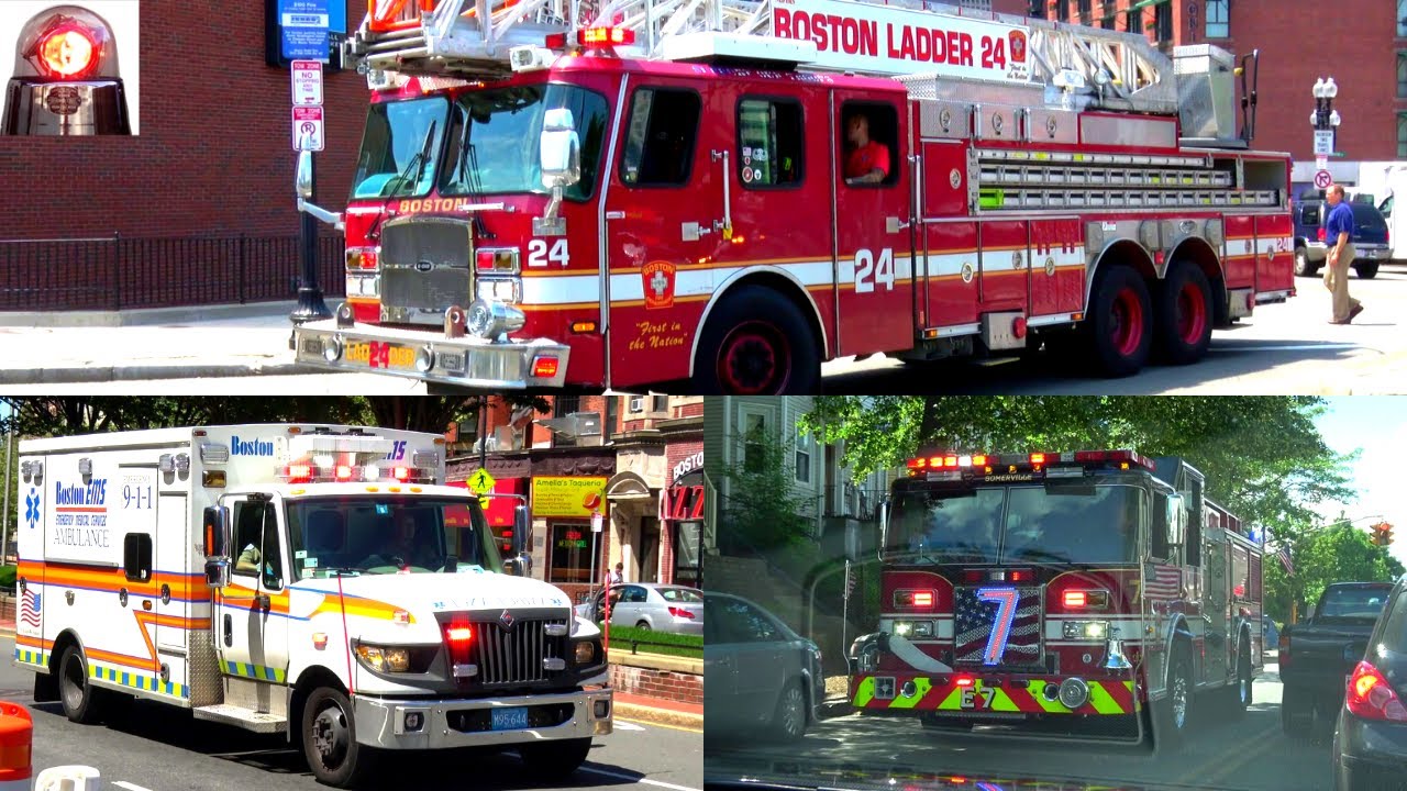 Boston Fire Department and EMS Ambulances Responding to Emergencies ...