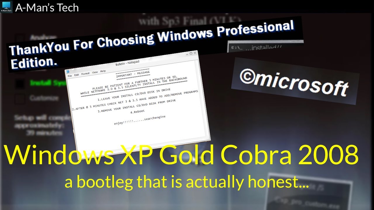 Windows XP Gold Cobra 2008 SP3 - Bootleg Review - YouTube