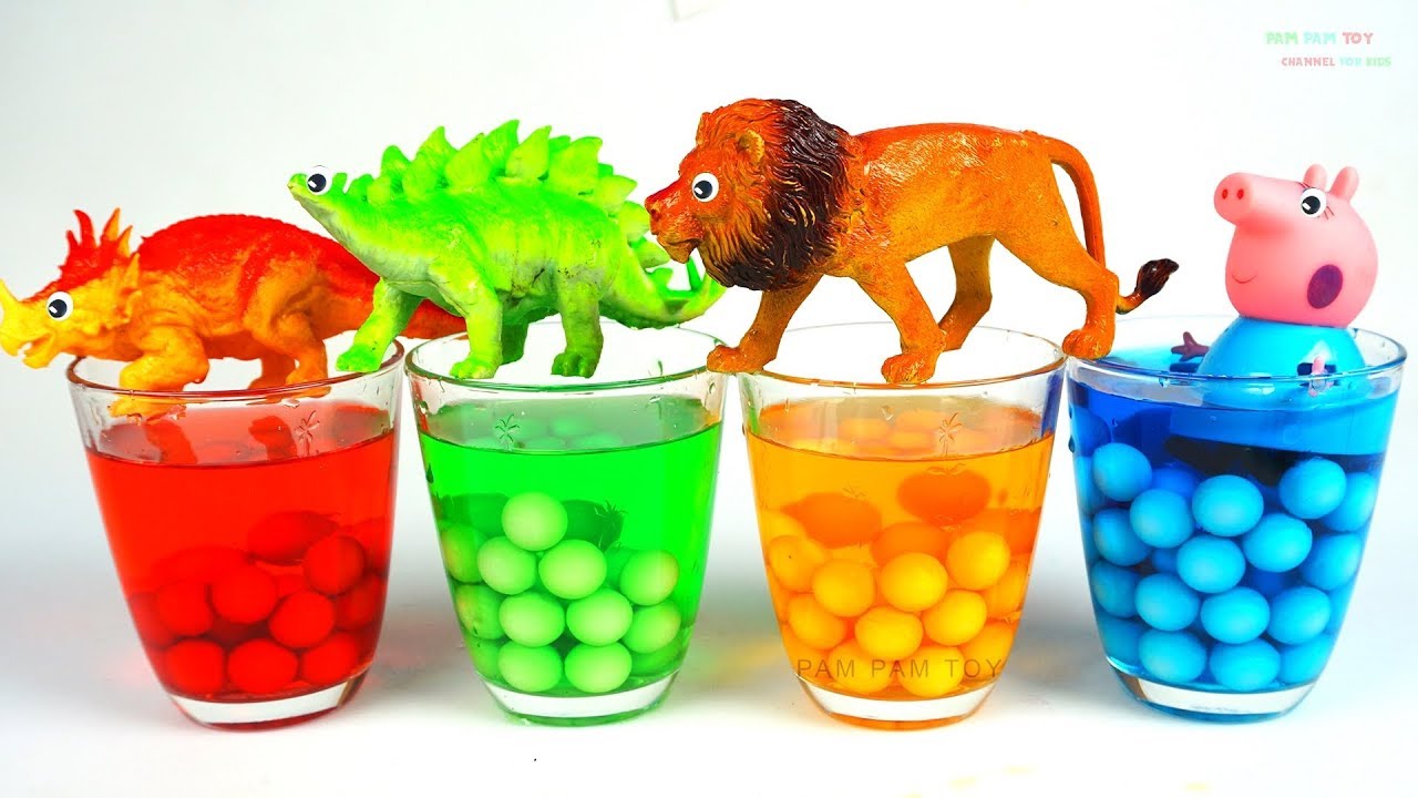 Learn colors with animals toys watercolors and car toys for kids - YouTube