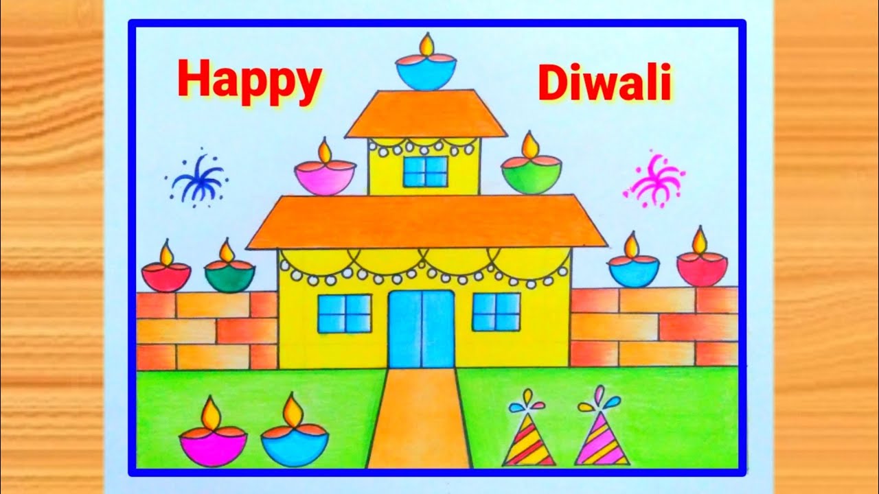 Diwali Special Drawing | How to Draw Happy Diwali Poster Easy Step By ...