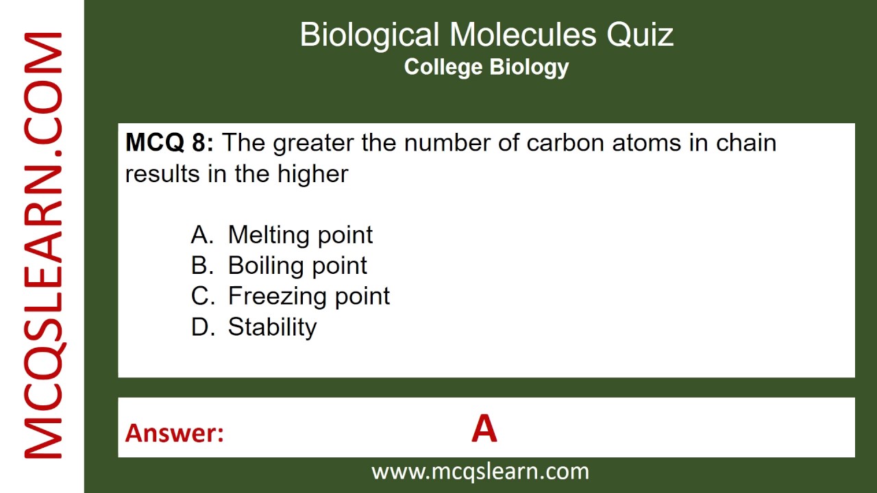 Biological Molecules MCQ Questions Answers | Biological Molecules Notes ...
