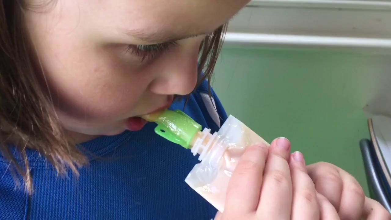Using attachable spoons on food pouches - YouTube