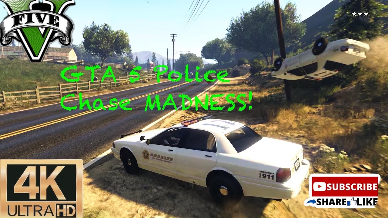 Grand Theft Auto V Police Chase MADNESS! (4K60FPS) ~ #gta5 #gta #gaming ...