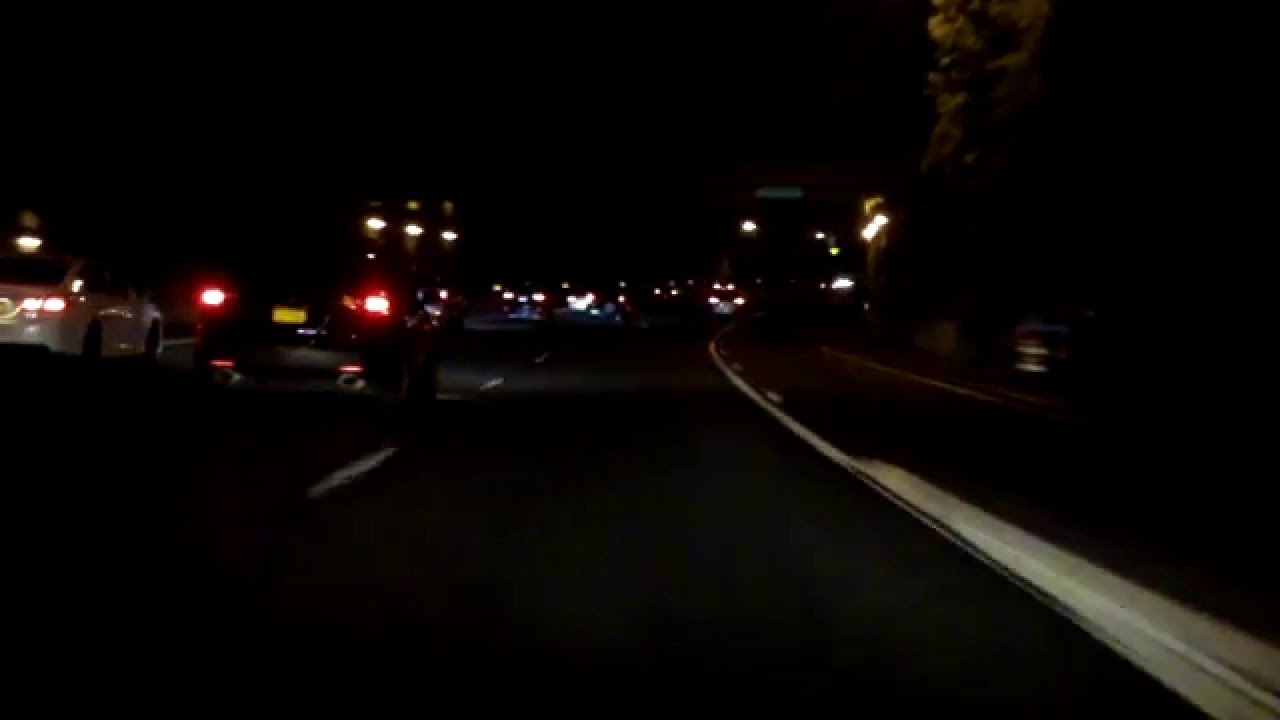 Long Island Expressway (Interstate 495 Exits 41 to 39) westbound (Night ...