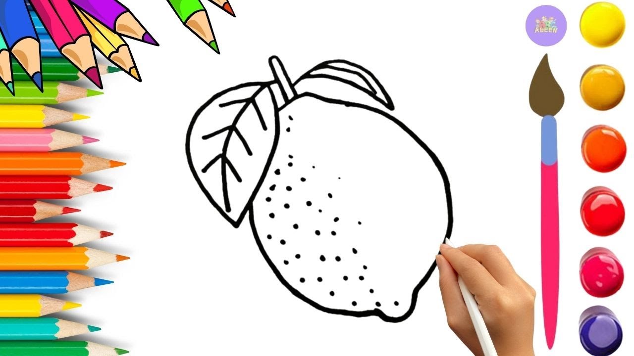 How To Draw cute Lemon Drawing, Painting & Coloring For Kids and ...