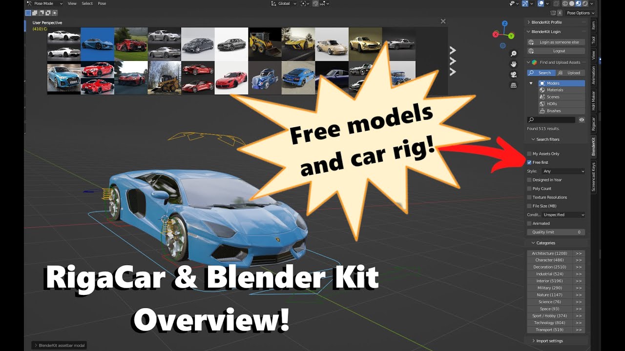 BlenderKit and RigaCar Addons In Under 5 Minutes!| Blender Quick ...