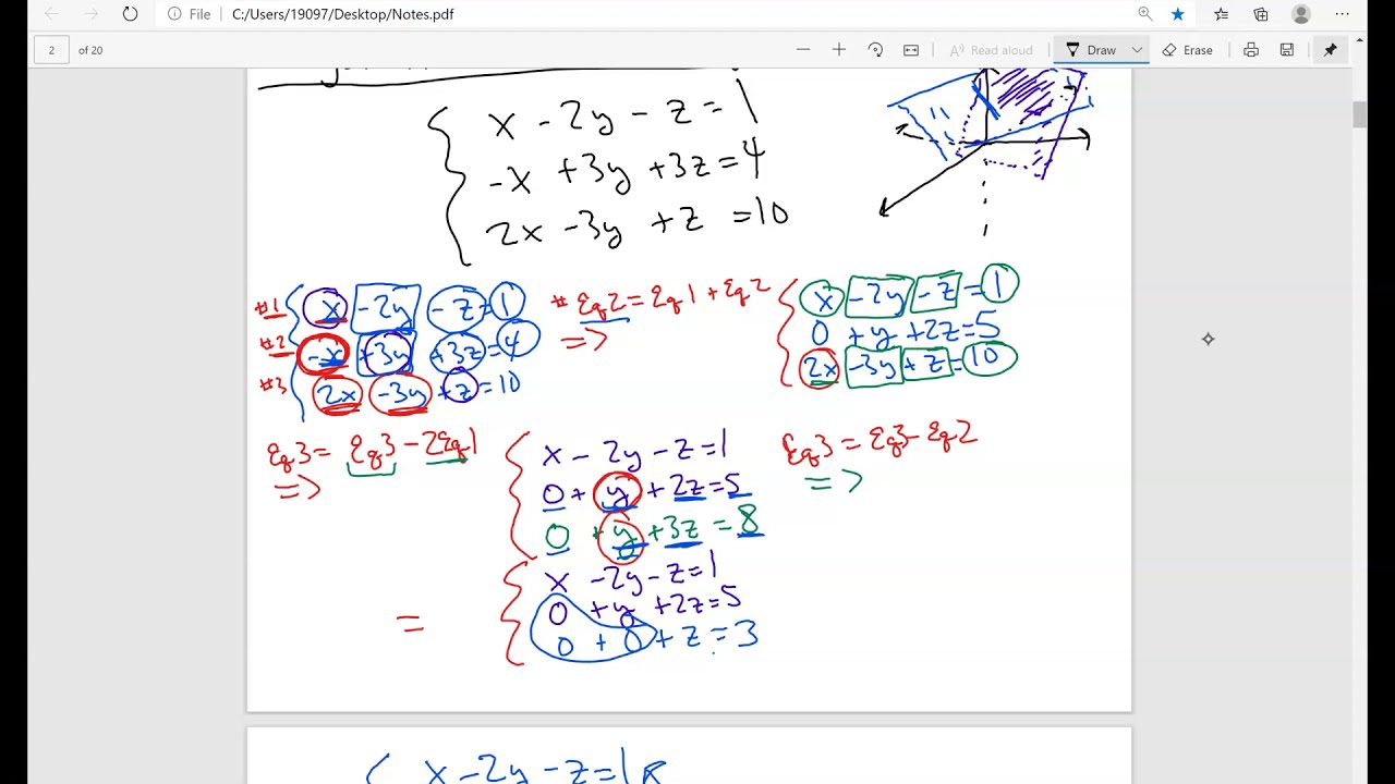 Math 141: Solving Systems of Three Equations - YouTube