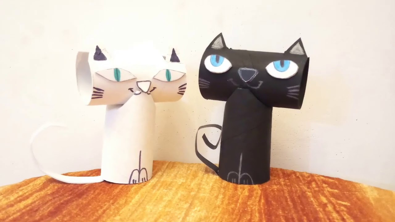 DIY: Toilet paper roll craft #2: Cat - YouTube