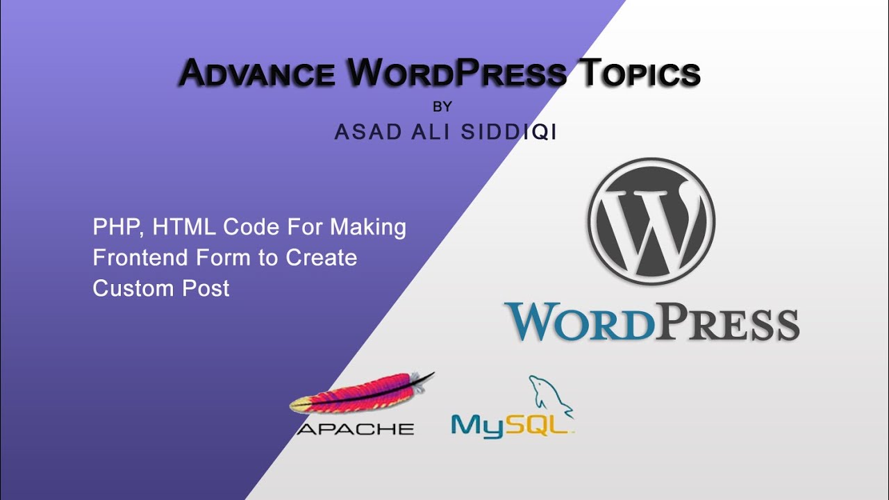 Advance Topic Part 1: Php, Html Code For Making Frontend Form To Create