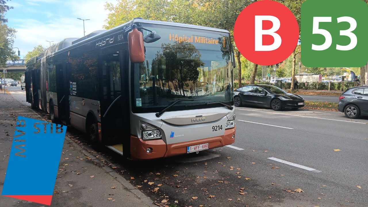 (Bus Stib) Voyage complet ligne 53 Hôpital Militaire à Westland ...