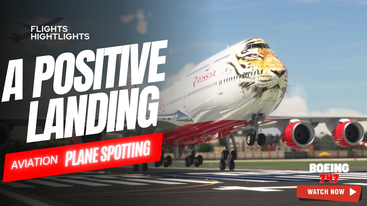 Very SKILLED PILOT Aiplane Flight Landing!! Rossiya Tigrolet Boeing 747 ...