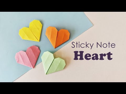 Easy Sticky Note Heart | Origami Post-it Note Hearts | Sticky Note Origami Heart