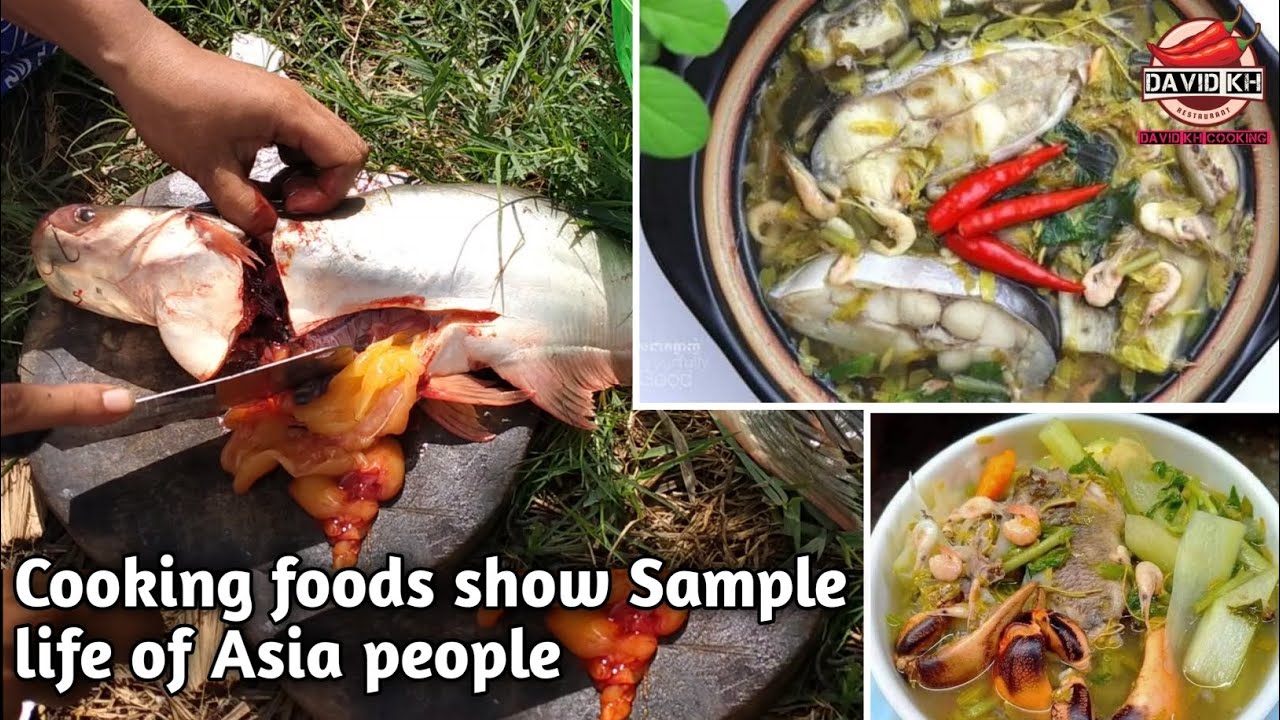 Asia foods Cooking show of Asia people simple life and happy happy with ...