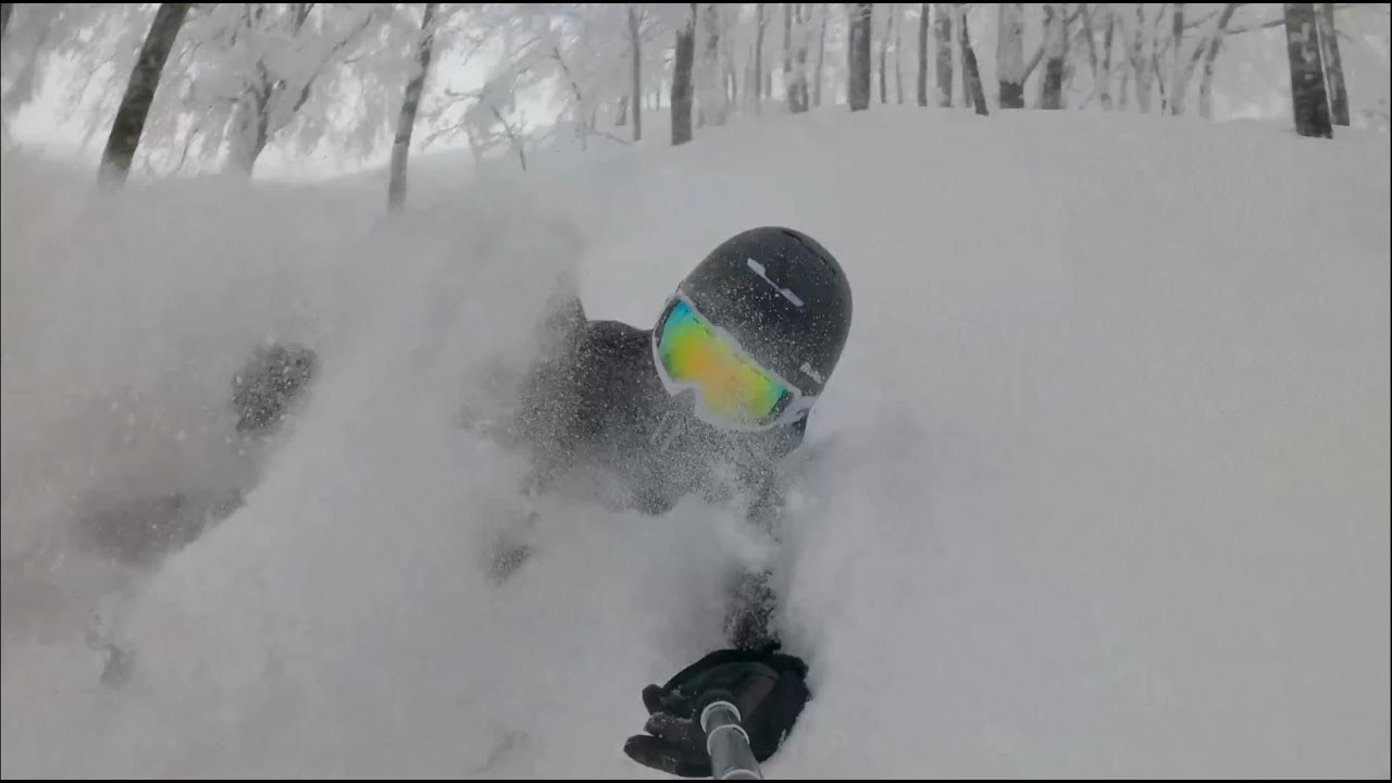 Snowboarding in the trees - YouTube