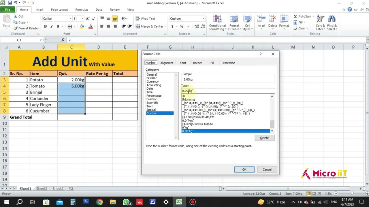 Ms Excel Me Diye Gaye Kg.Cm.Inch .Meters.Ka Total Values Kaise Nikale ...