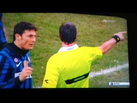Javier Zanetti gets only red card ever