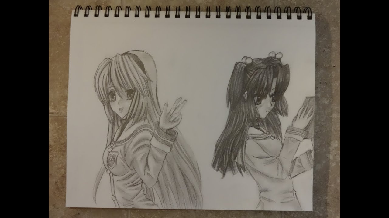 How to Draw Challenge Tomoyo Sakagami and Kotomi Ichinose - YouTube