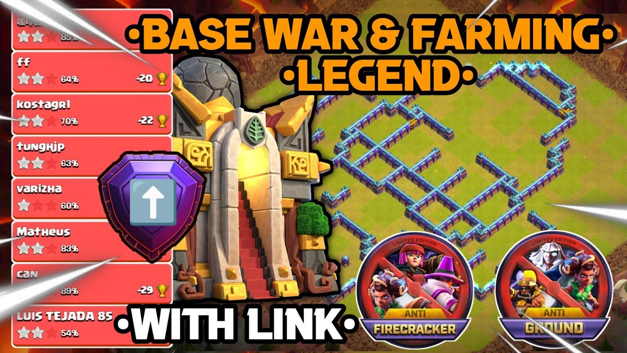 •NEW BASE• WAR TH16 ANTI Root Rider Firecracker #coc #clashofclans ...