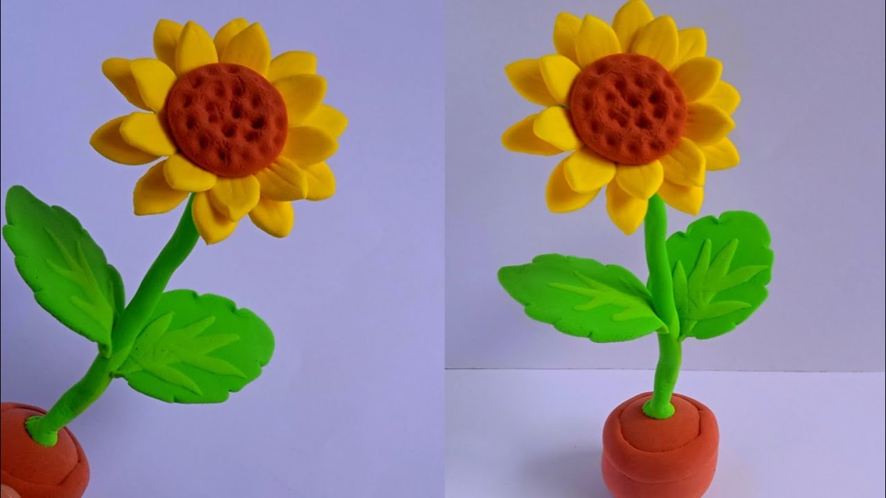 Cara membuat bunga matahari #clay#polimerclay#claysabun#plastisin - YouTube