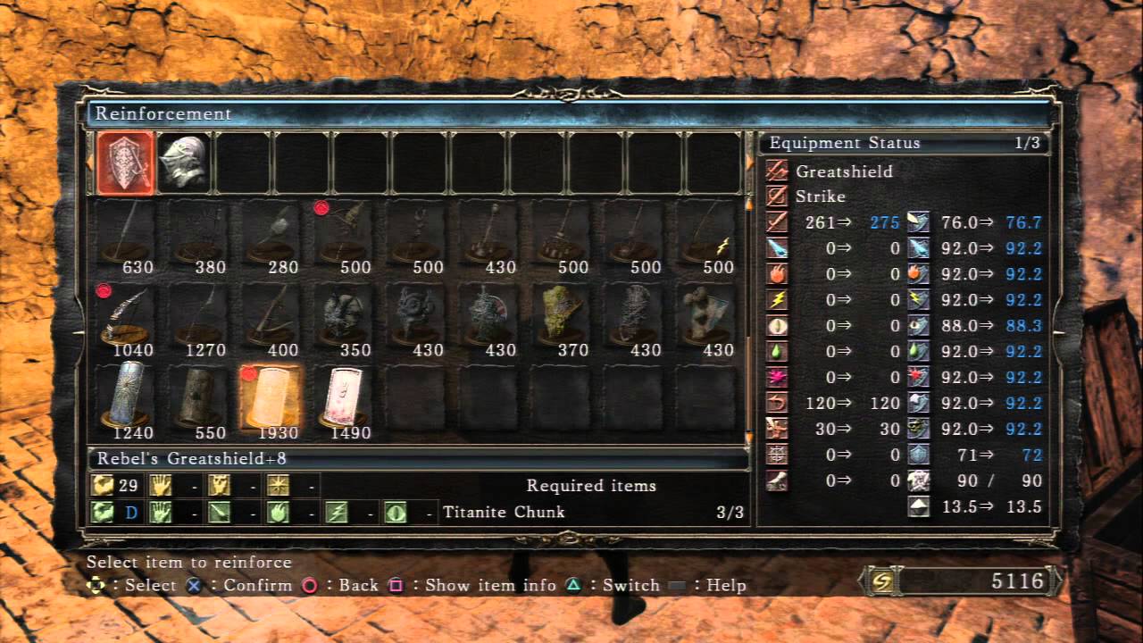 Dark Souls II - Steady Hand McDuff: Reinforce Rebel's Greatshield +9 ...