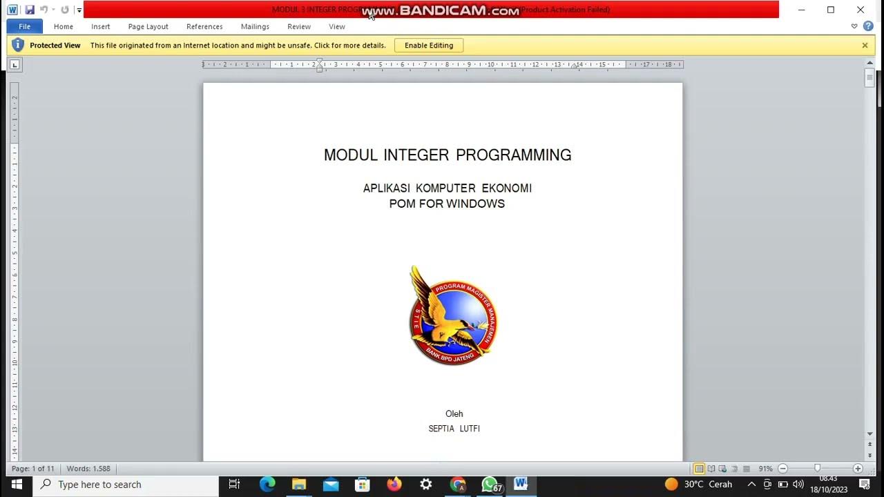 TUTORIAL MODUL INTEGER PROGRAMMING MENGGUNAKAN APLIKASI POM QM - YouTube