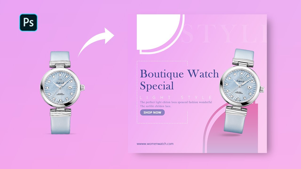 How to Design Ecommerce Women Watch Banner or Social Media Post Design ...