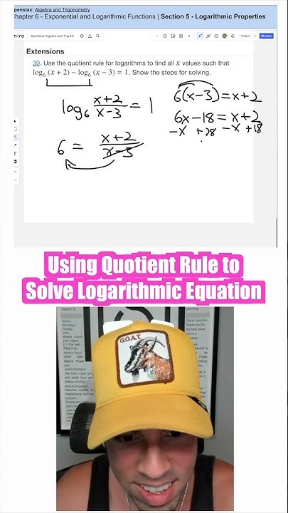 Using Quotient Rule To Solve Logarithmic Equation #math #openstax #logarithmicequation - YouTube