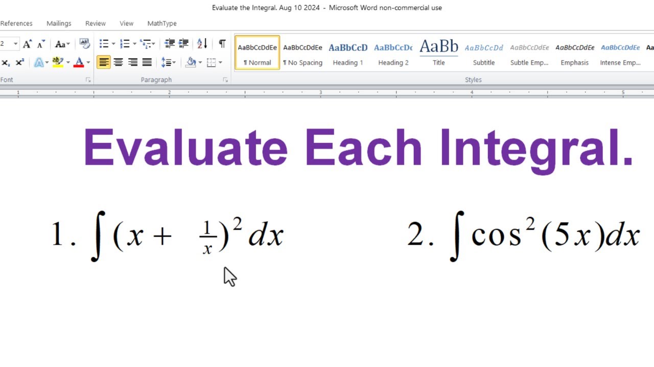 Evaluate Each Integral - YouTube