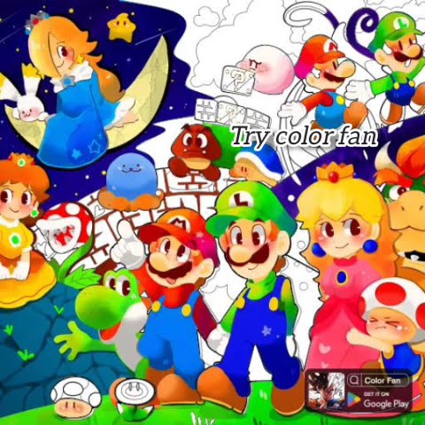 colouring super Mario and friends ,try color fan. - YouTube