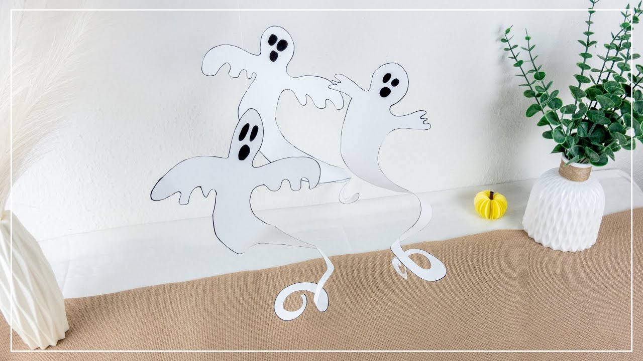Schwebende Geister aus Papier basteln | DIY Halloween Deko Idee 👻 - YouTube