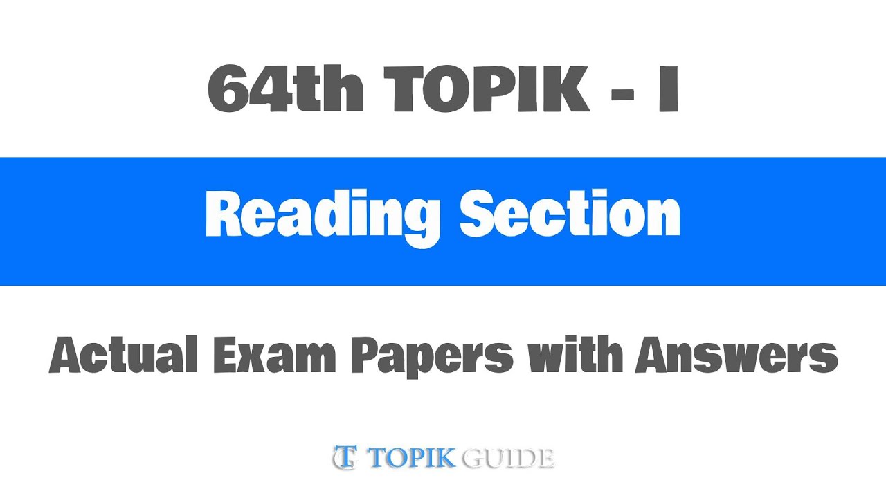 64th TOPIK I Reading - Test paper - YouTube