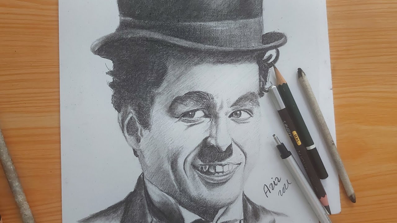 DRAWING CHARLIE CHAPLIN || HOW TO DRAW CHARLIE CHAPLIN? "EASY & QUICK ...