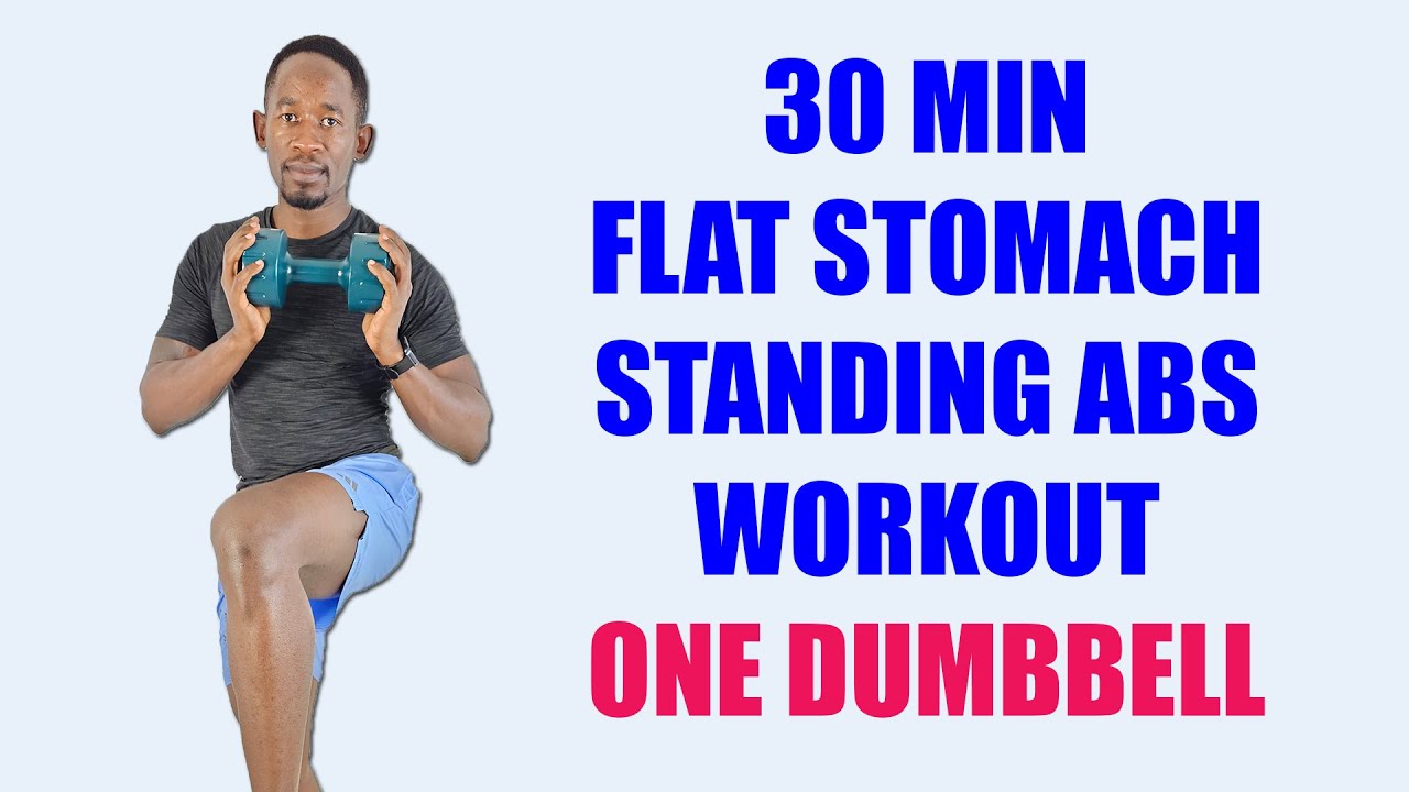 30-Minute FLAT STOMACH Standing Abs Workout with One Dumbbell - YouTube