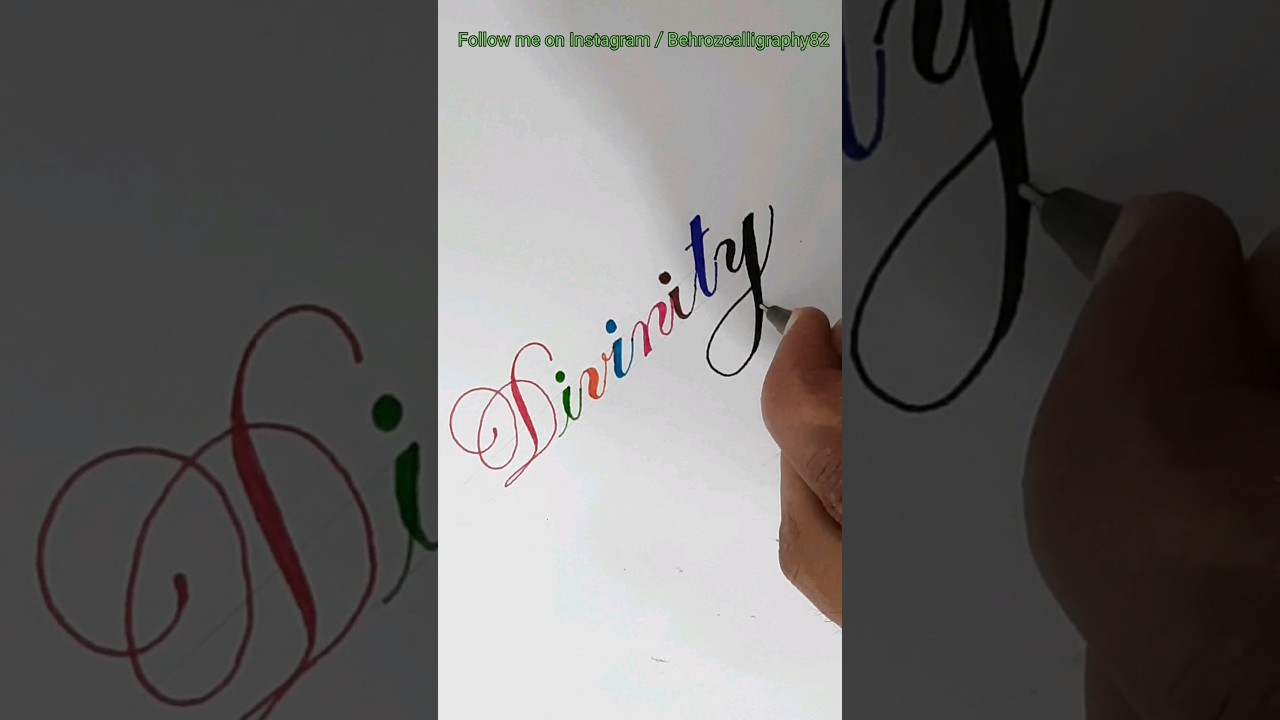 How to write 'Divinity' in beautiful copperplate cursive handwriting # ...
