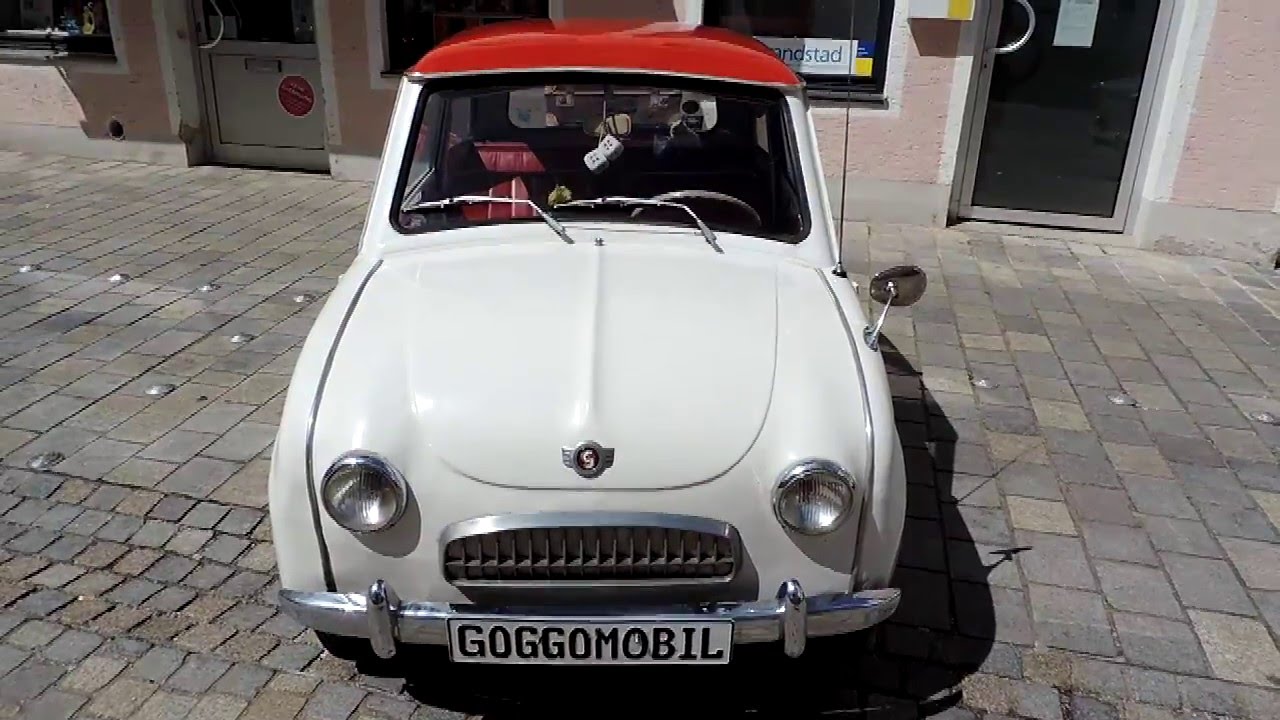 Autoausstellung, Goggomobil, Goggo- Motorroller, Goggo- Motorroller mit ...