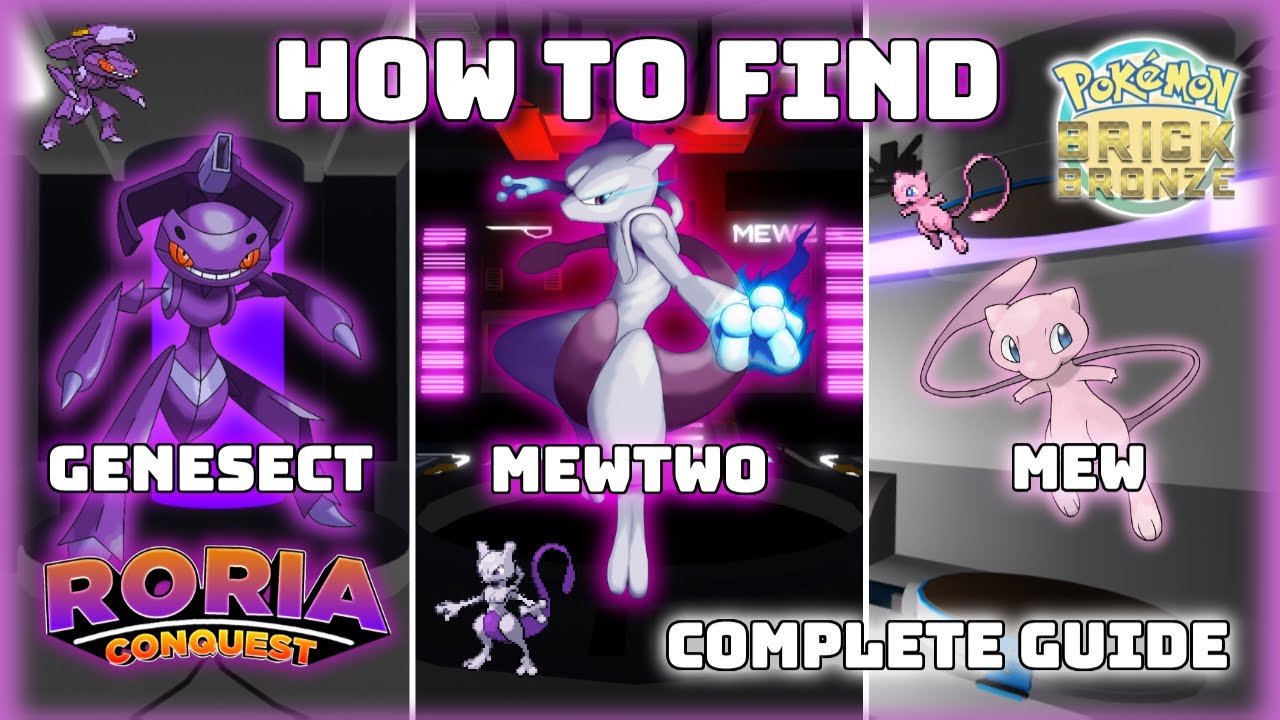 How to FIND MEWTWO, MEW, and GENESECT in Roria Conquest | Pokemon Brick ...