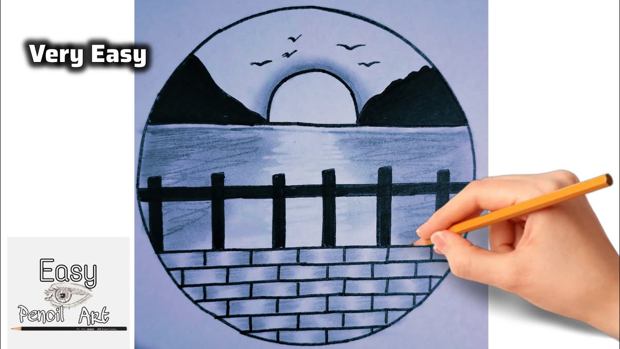Drawing of Nature | Easy drawing with Pencil | Nature Drawing | Pencil ...