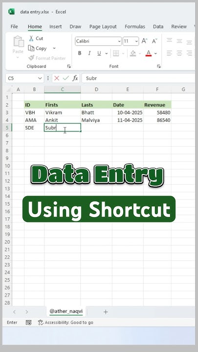 Data entry using shortcut in excel l data entry work in excel #excelshorts #ytshorts #dataentry ...