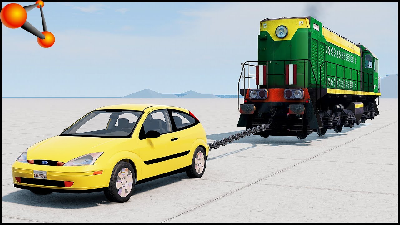CARS PULLS 100 TONS TRAIN! - BeamNg Drive - YouTube