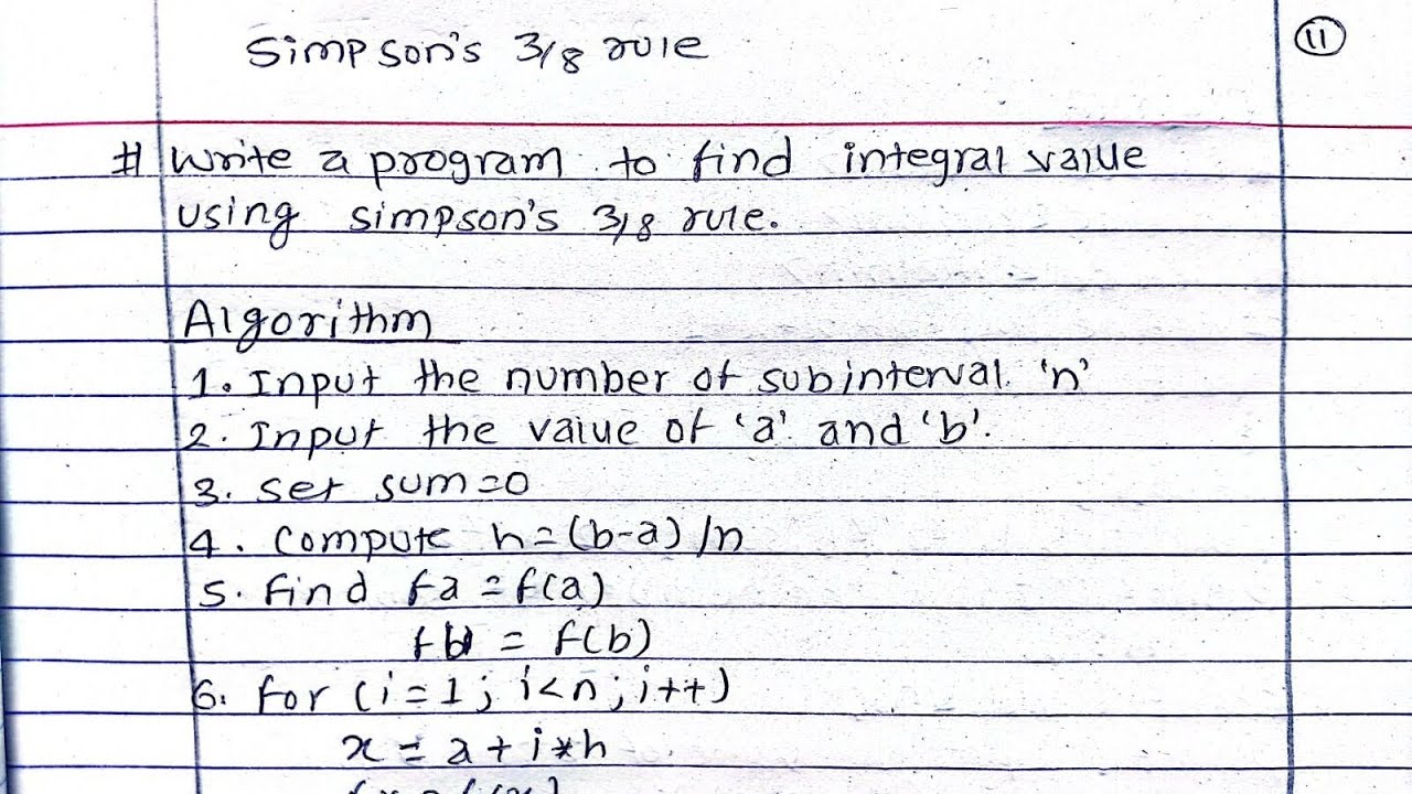 Program to find integral value by Simpson's 3/8 rule | Prashant YT | BE ... Program to find integral value by Simpson's 3/8 rule | Prashant YT | BE ...