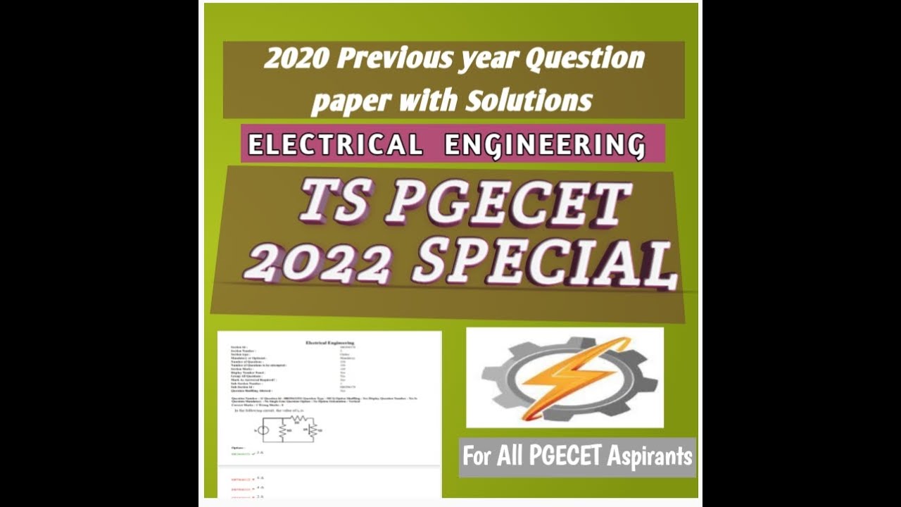 PGECET Electrical Engineering Previous Year Question paper with solutions for all TS & AP ...