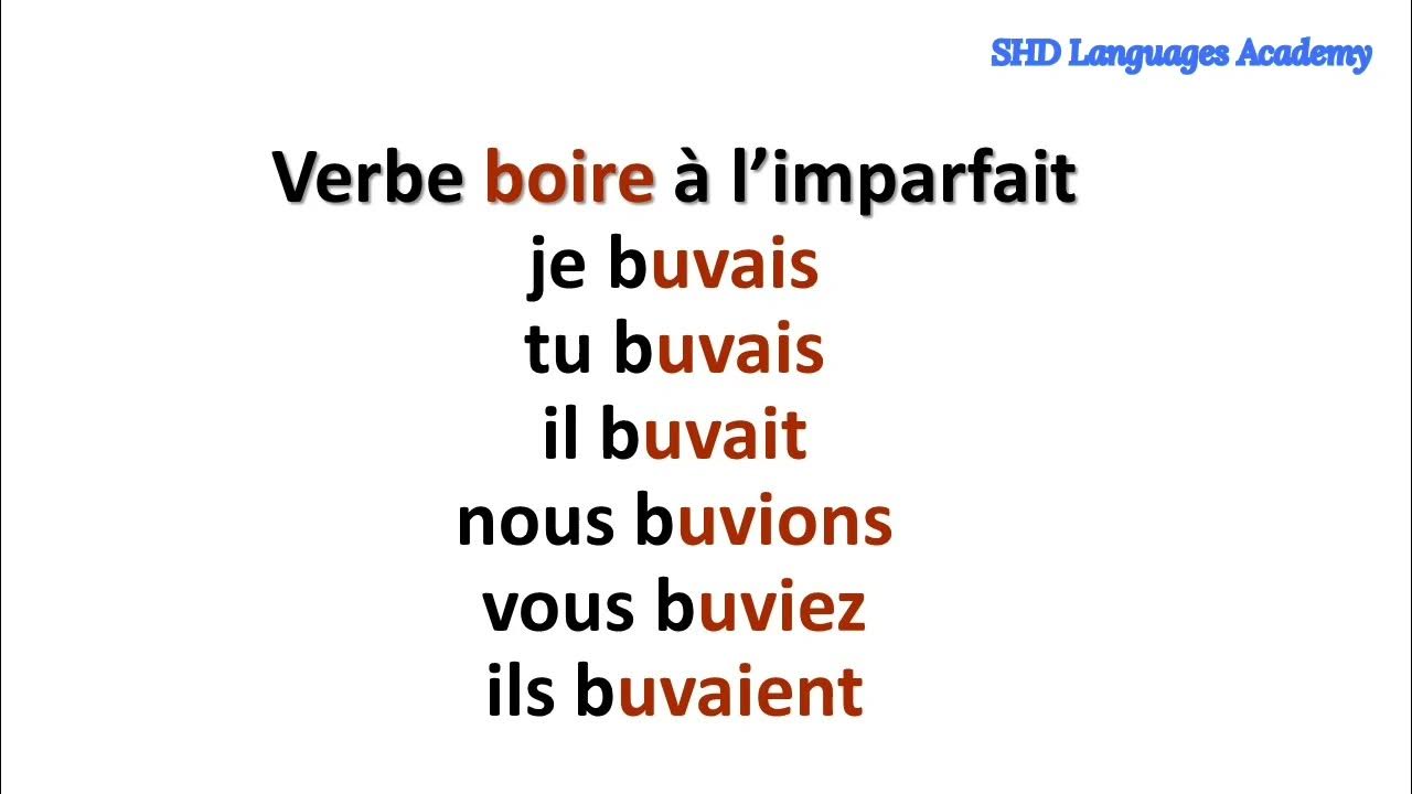 verbe "BOIRE" au présent - passé composé - futur simple -imparfait ...