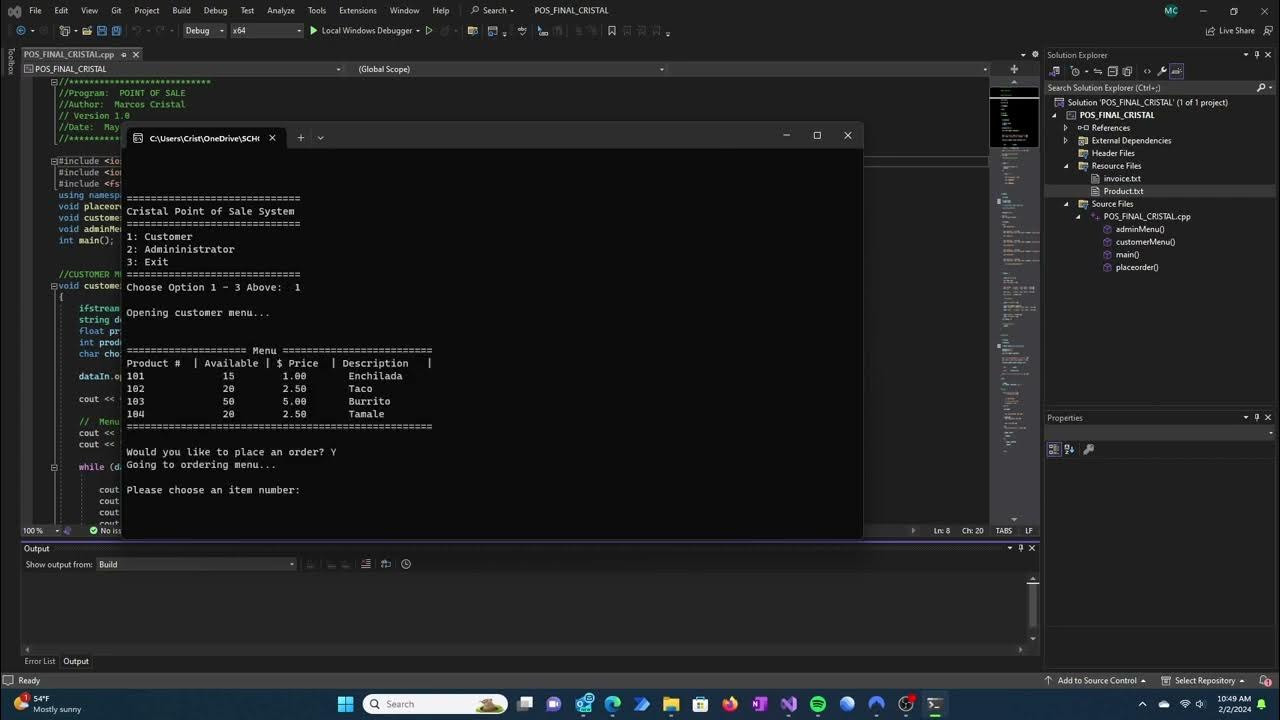 POS System C++ - YouTube