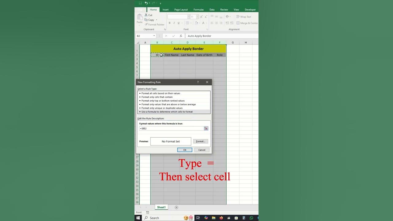How to Apply Auto Border in Excel | Conditional Format - YouTube