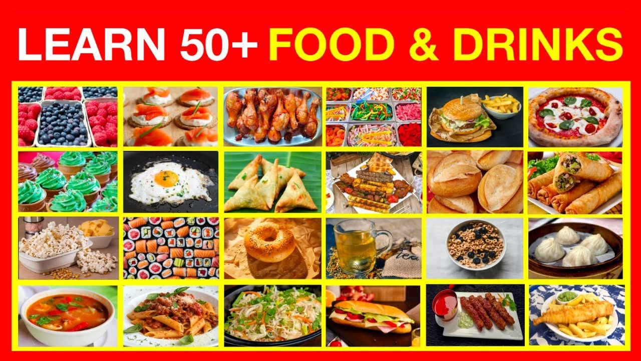 Learn 50+ Food Names 🤔 | List of food names in English | Improve your ...
