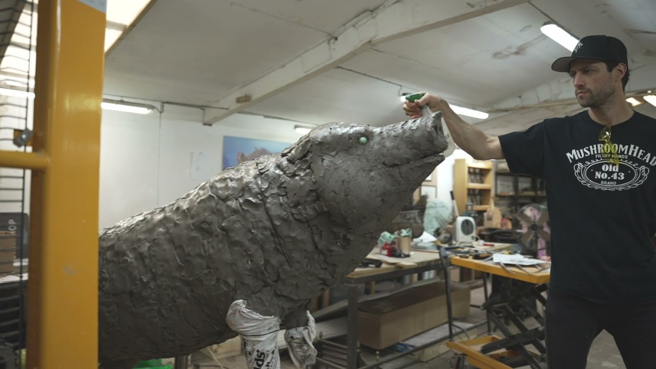Snapshot of work in progress on a life-size pig sculpture by Andrew ...