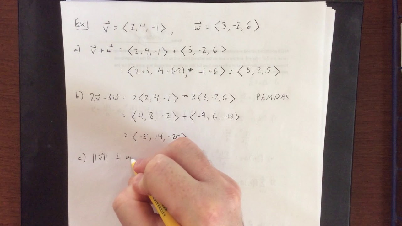 Examples of vector operations in three dimensions - YouTube