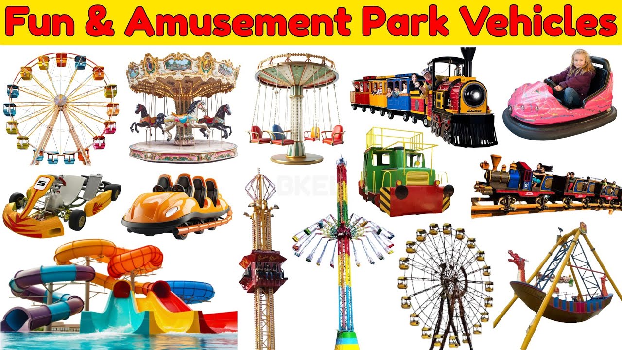 Fun & Amusement Park Vehicles for Kids 🎡 | Learn Rides and Vehicles ...