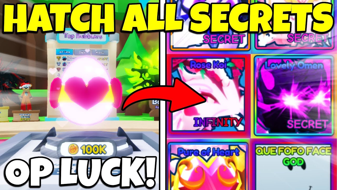 HOW TO HATCH ALL VALENTINES SECRETS IN BUBBLE GUM SIMULATOR INFINITY ...